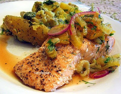 Succulent Poached Salmon With a Fennel & Orange Relish | Kalofagas.ca