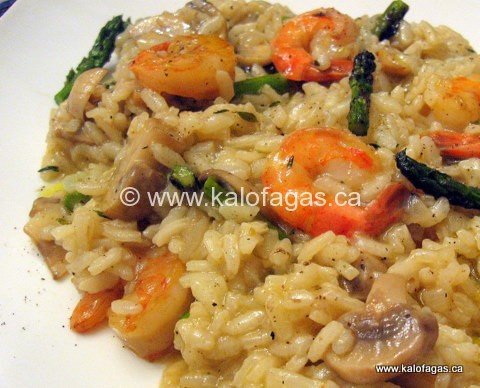 Risotto With Shrimp, Mushrooms and Asparagus | Kalofagas.ca