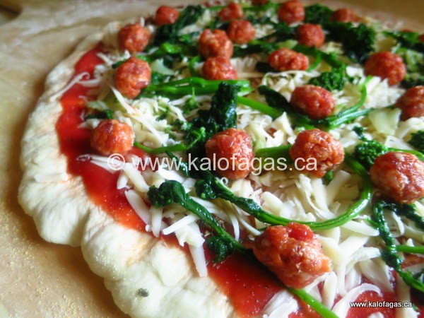 Pizza With Rapini & Italian Sausage | Kalofagas.ca